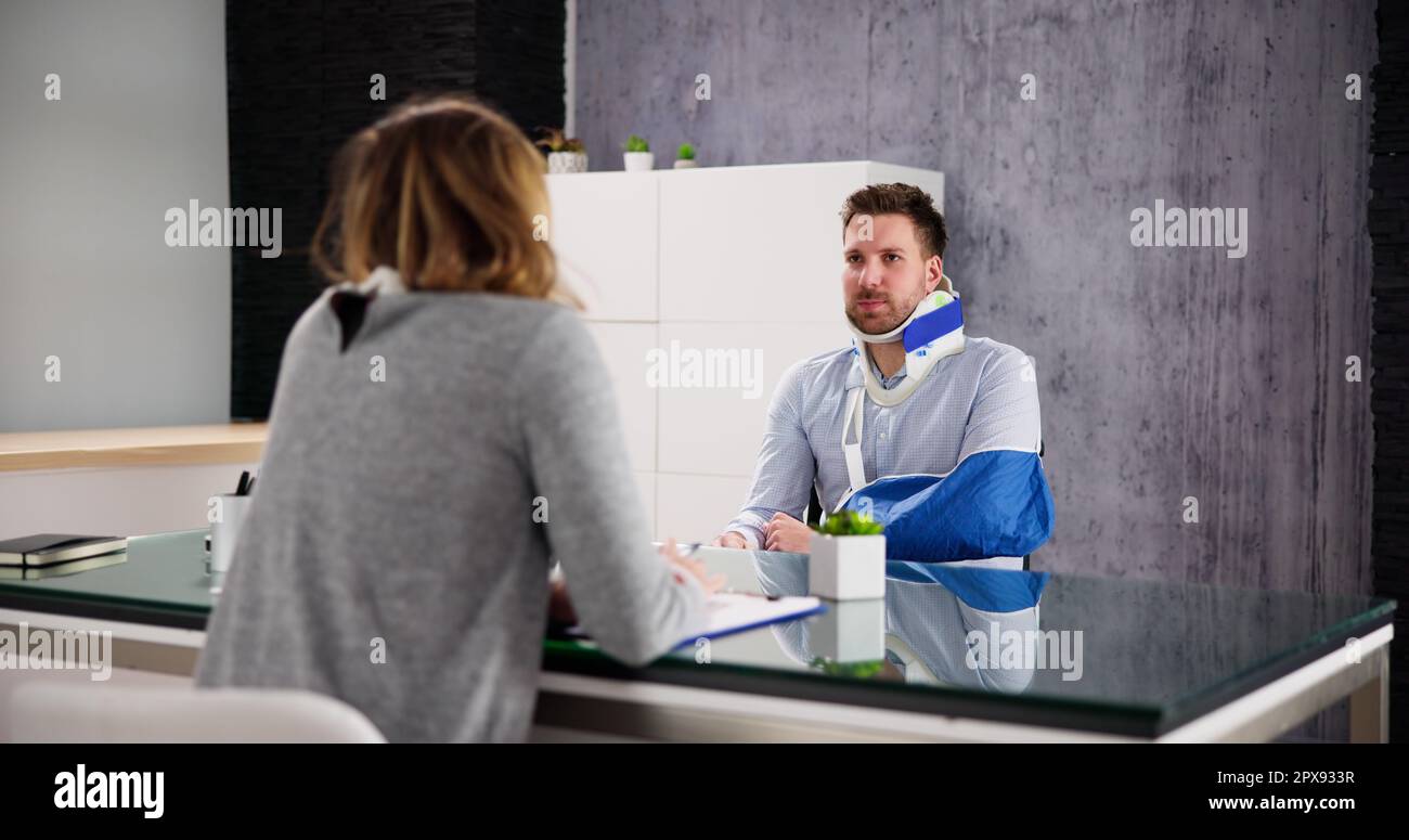 Injury Compensation Court Claim Application With Lawyer Stock Photo - Alamy