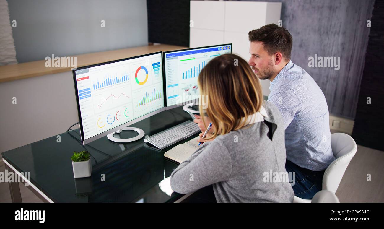 Financial Business Analytics Data Dashboard. Analyst Woman Stock Photo ...