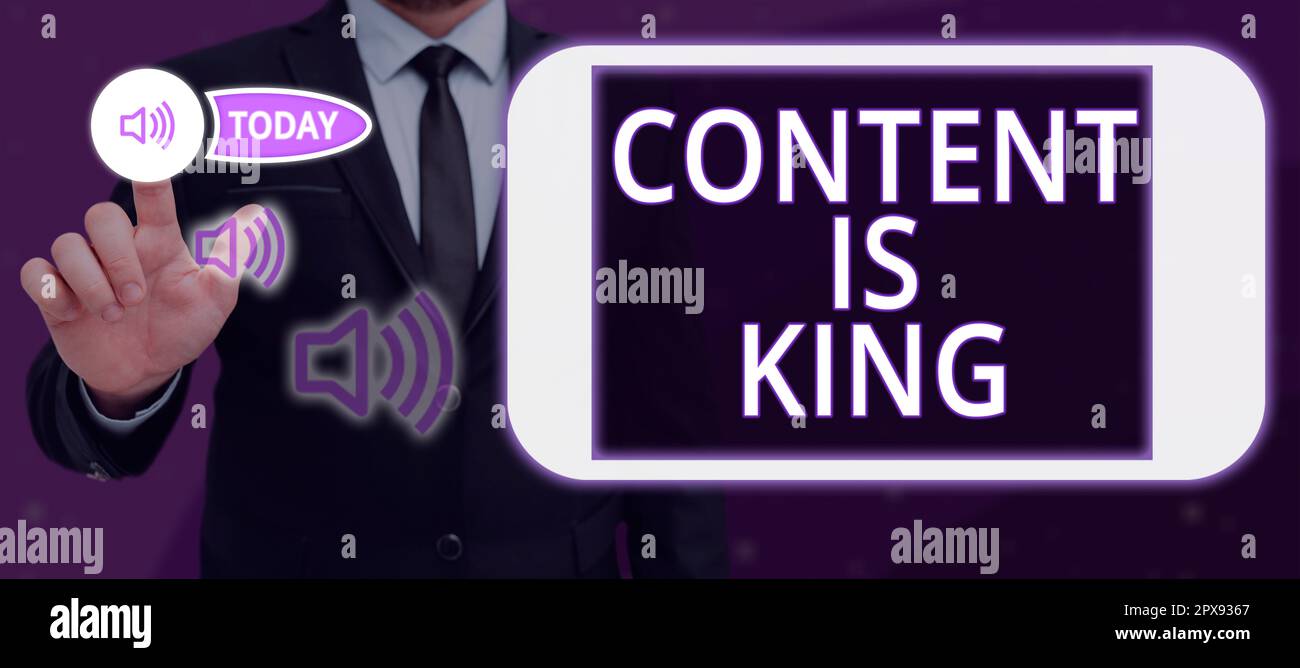 Inspiration showing sign Content Is King, Internet Concept Content is ...