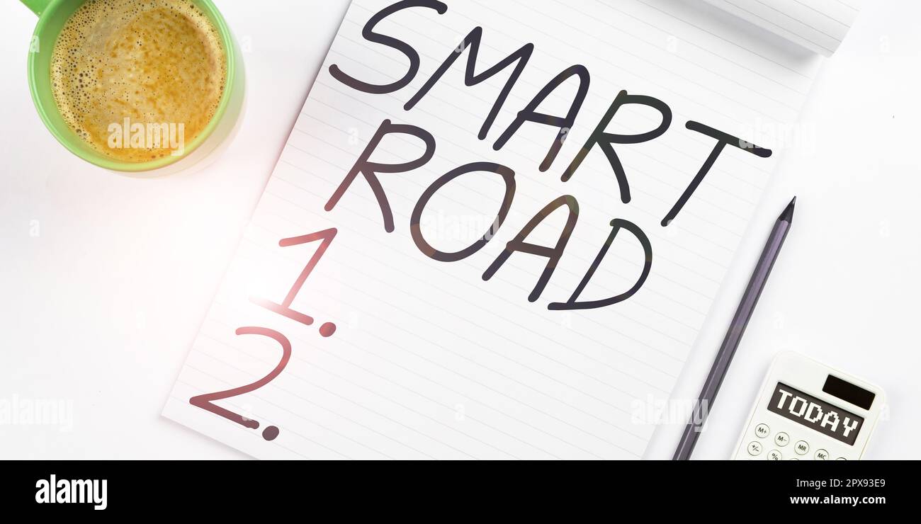 Text sign showing Smart Road, Word for number of different ways ...