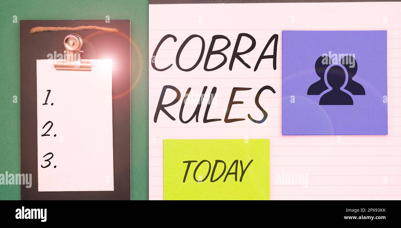 Handwriting text Cobra Rules, Word for gives workers who lose their ...