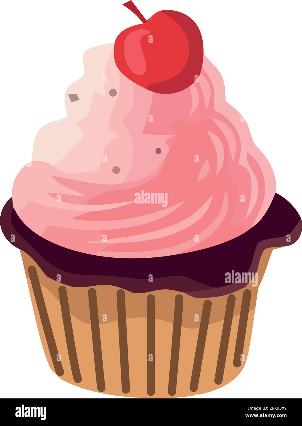 Cute cupcake icon with pink strawberry icing Stock Vector Image & Art ...