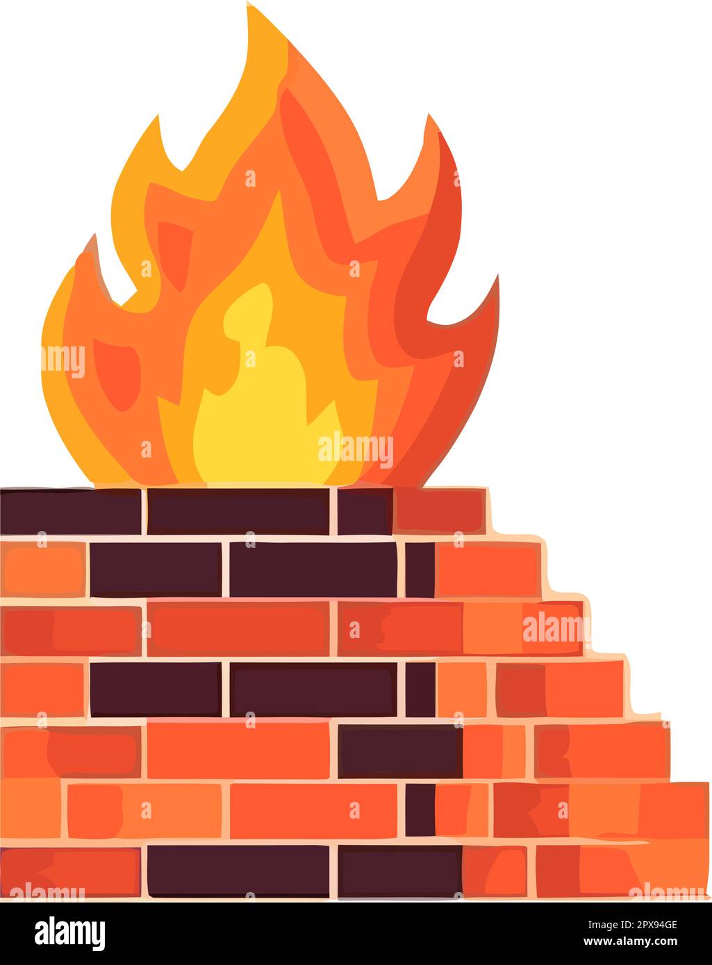Burning brick inferno symbolizes danger and heat Stock Vector Image ...