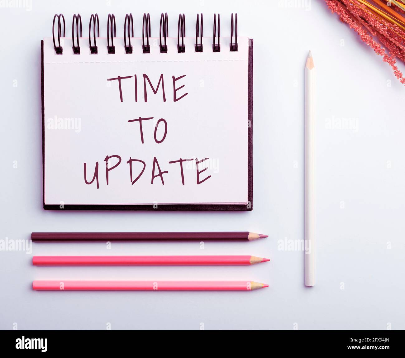 Sign displaying Time To Update, Business overview The latest ...