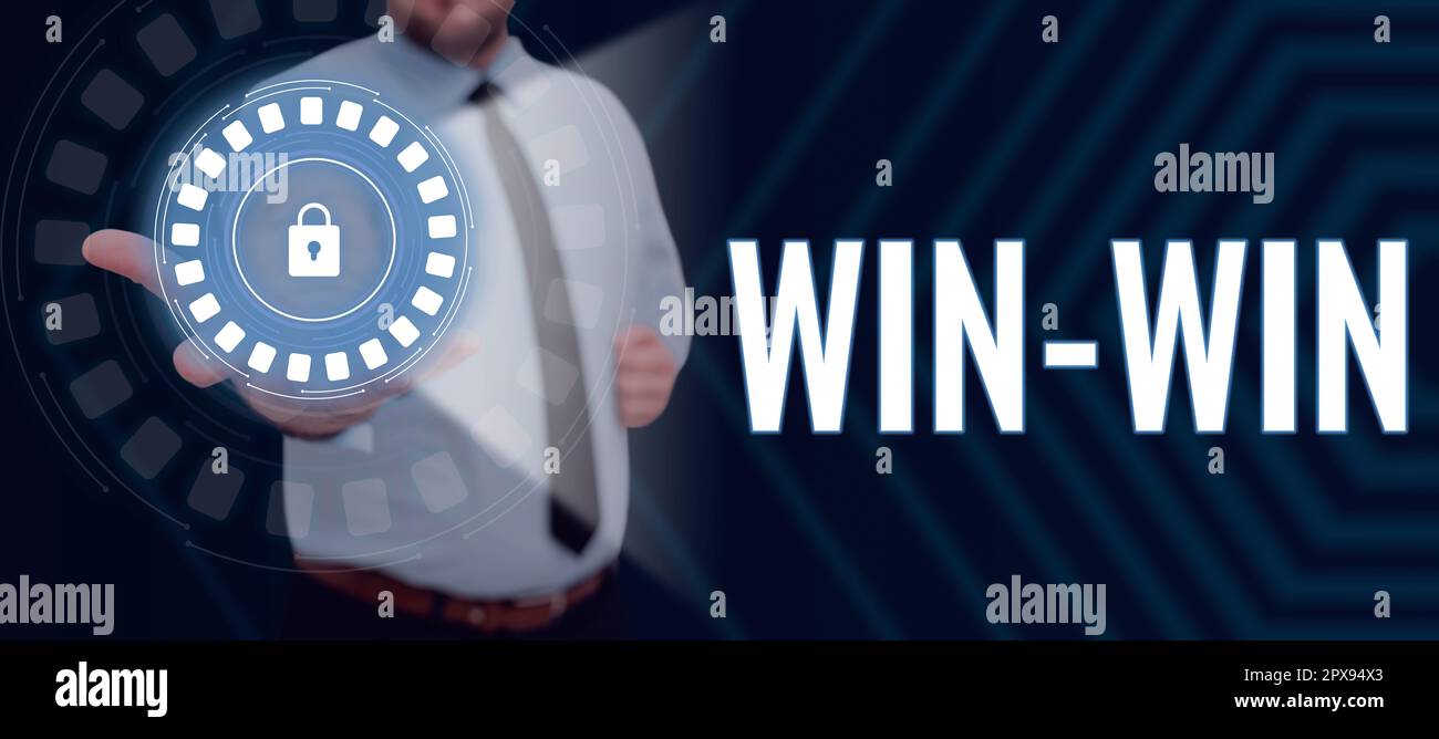 Text sign showing Win Win, Business idea Strategy for both parts obtain ...