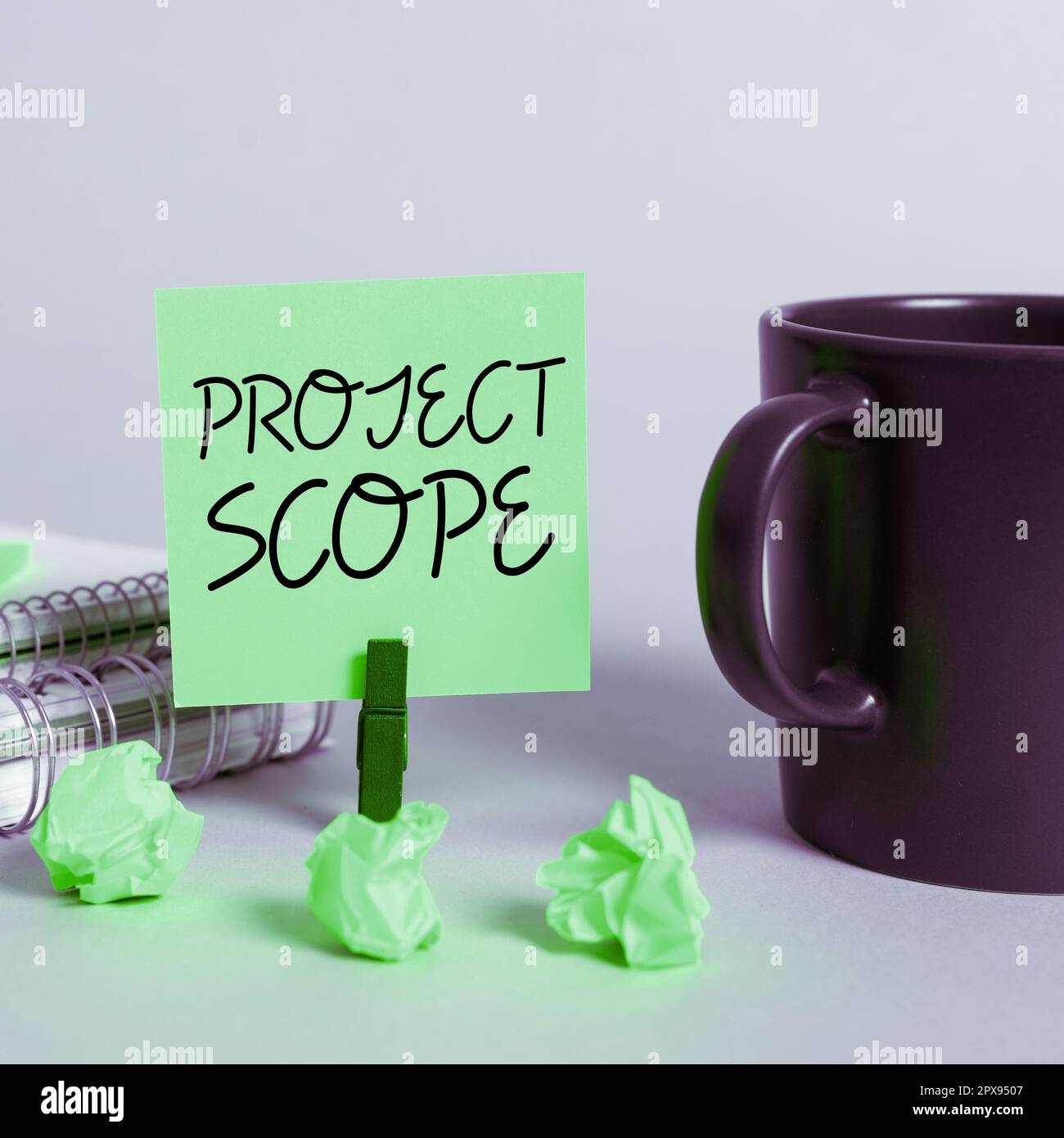 Text caption presenting Project Scope, Business overview evaluation of work efforts a product ...