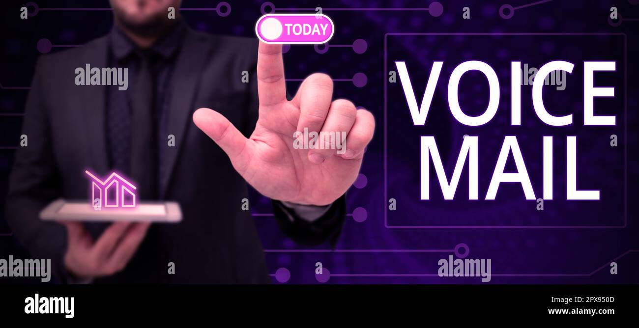 Hand writing sign Voice Mail, Internet Concept Electronic system that ...