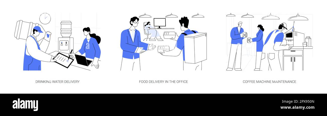 Office delivery service abstract concept vector illustration set ...