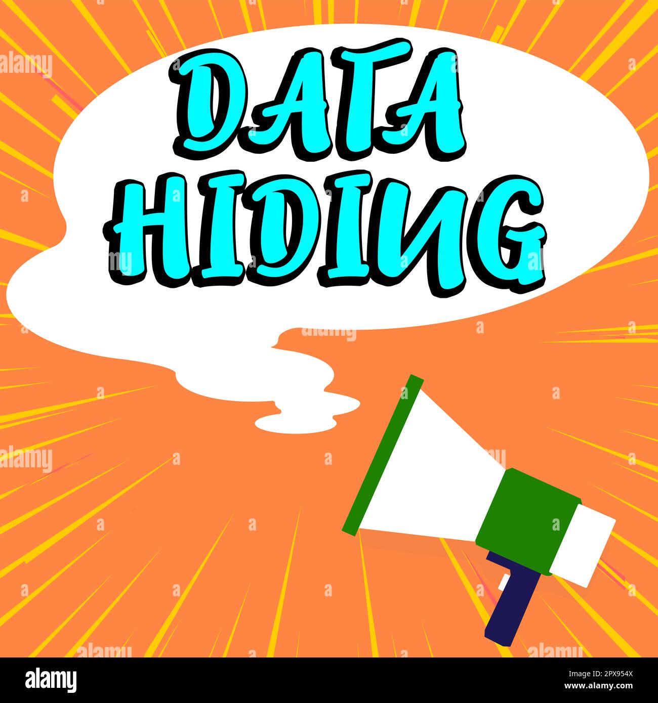 Text sign showing Data Hiding, Word for Secretly embedding data in graphics images and other ...