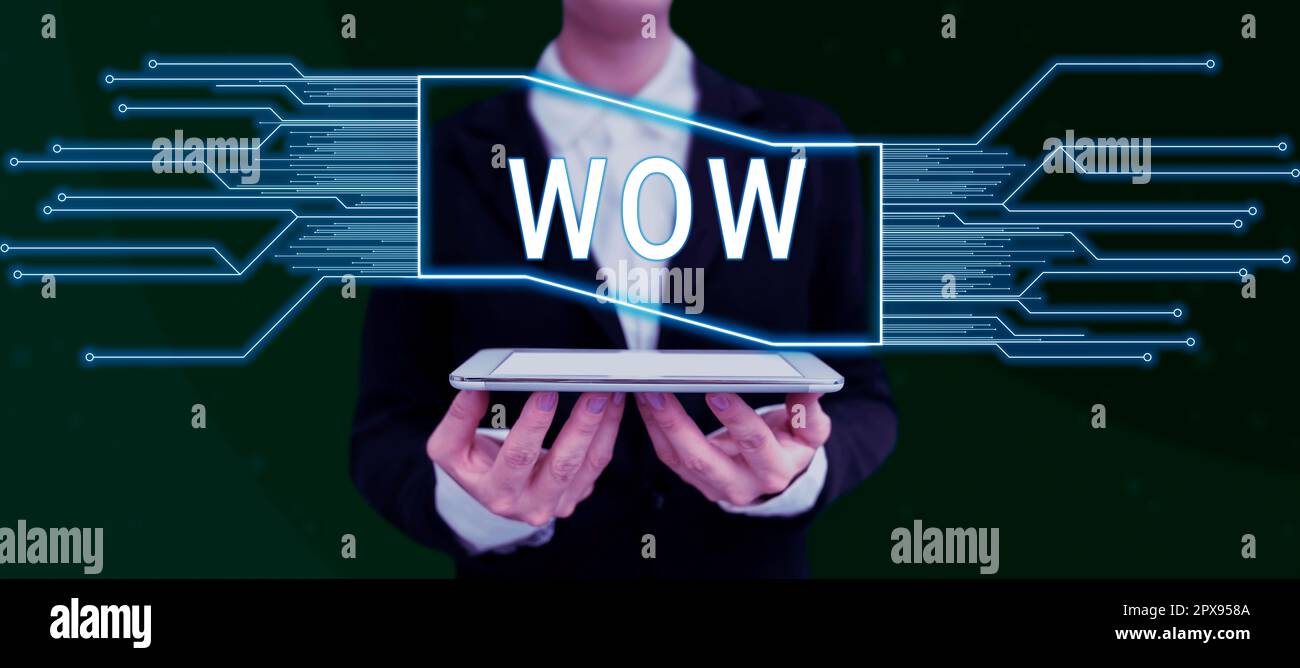 Conceptual caption Wow, Business approach Expressing astonishment and ...