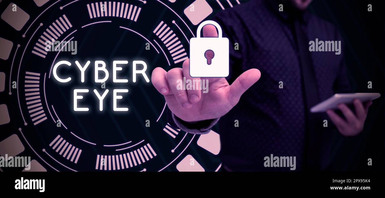 Conceptual caption Cyber Eye, Business concept tool engages in building ... Conceptual caption Cyber Eye, Business concept tool engages in building ...