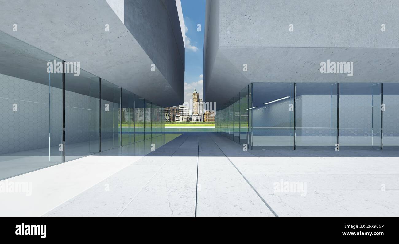 Modern office buildings exterior. 3d rendering Stock Photo - Alamy