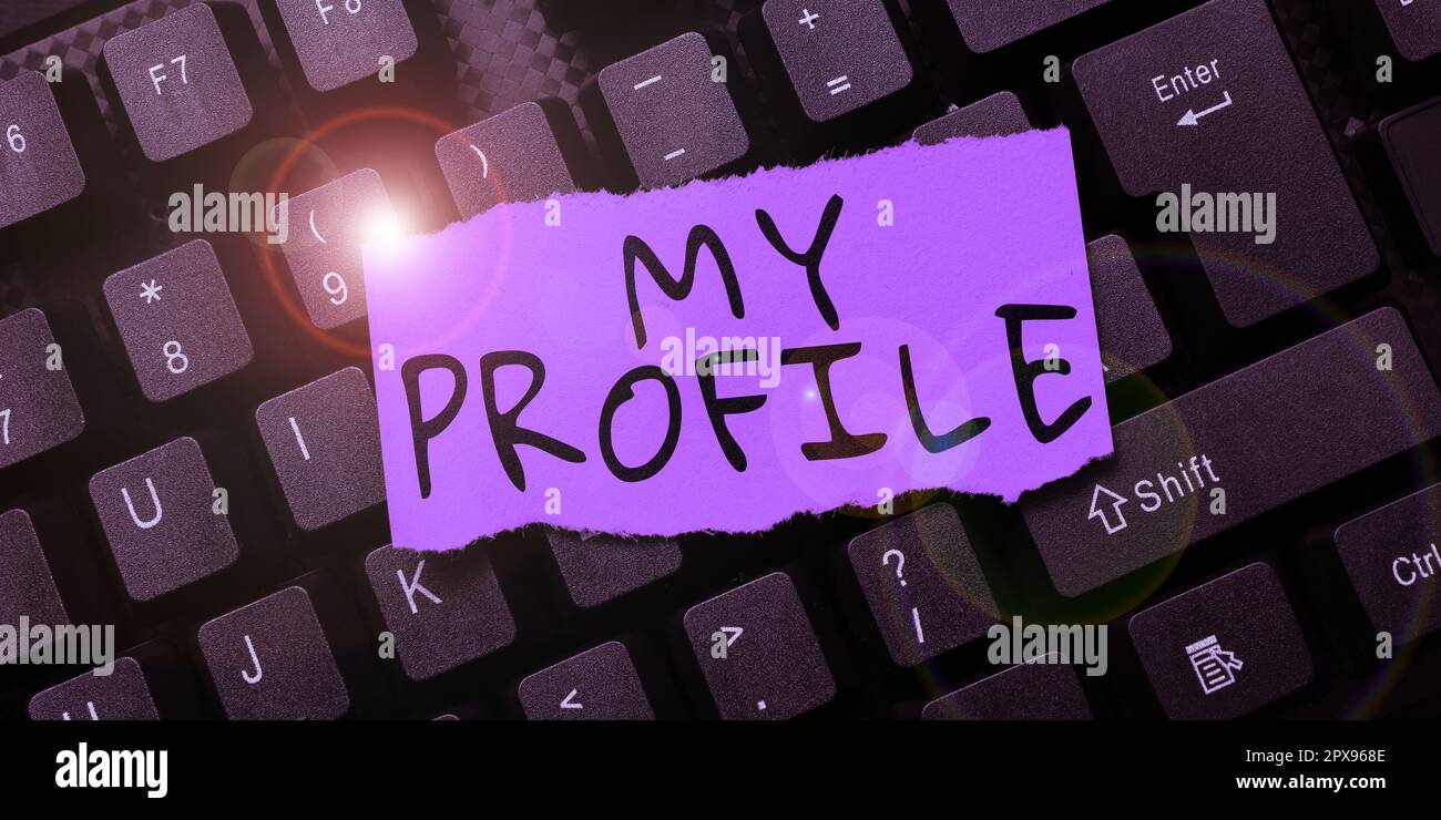 Text caption presenting My Profile, Business approach record of your ...