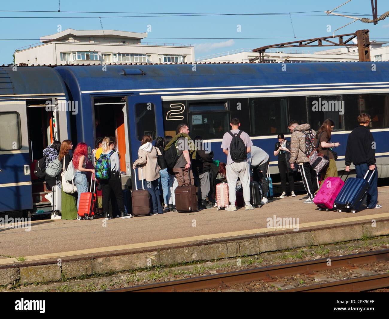 Train station luggage trolleys hi-res stock photography and images - Alamy