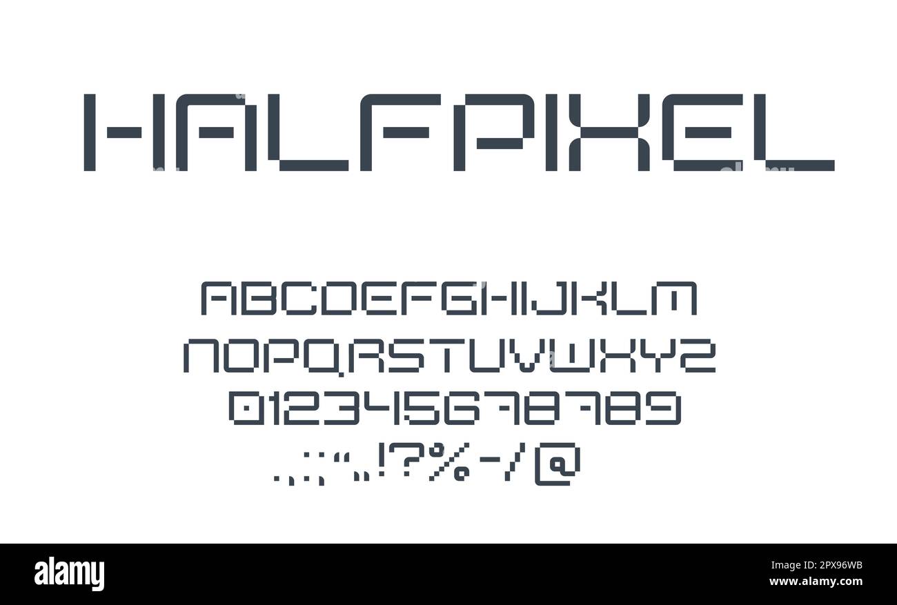 Modern futuristic tech font or type, pixel alphabet or geometric ...