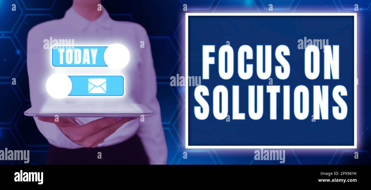 Text caption presenting Focus On Solutions, Conceptual photo powerful ... Text caption presenting Focus On Solutions, Conceptual photo powerful ...