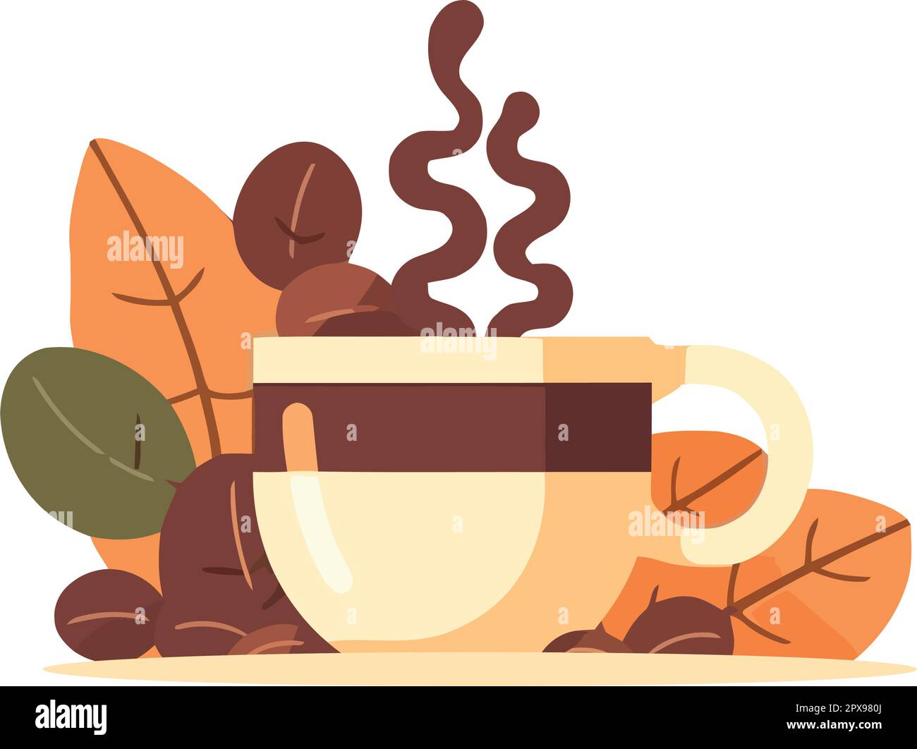Organic coffee cup with leaf and seeds Stock Vector Image & Art - Alamy