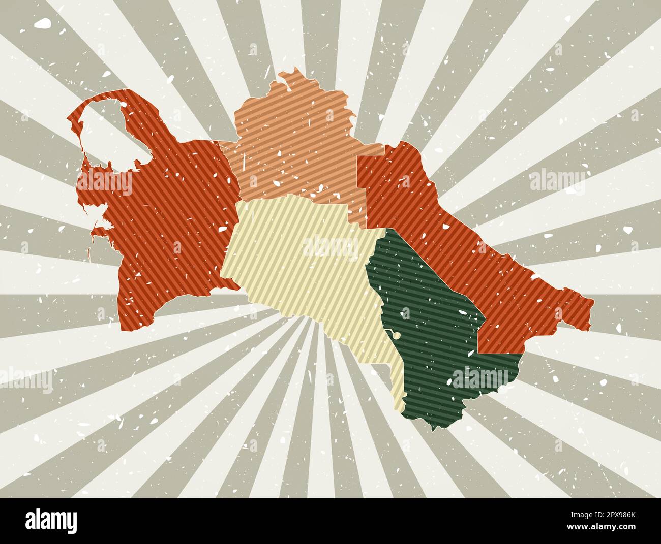 Turkmenistan Vintage Map Grunge Poster With Map Of The Country In Retro Color Palette Shape Of