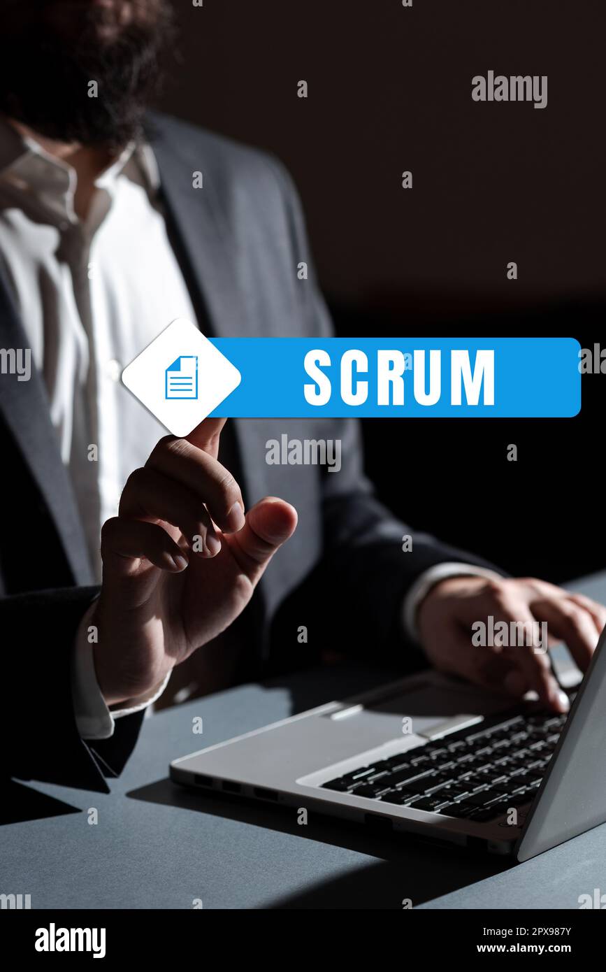 Writing Displaying Text Scrum Business Idea Handwriting As Distinct From Print Written