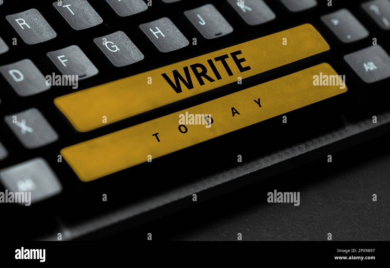 Hand writing sign Write, Business showcase mark letters words or ...