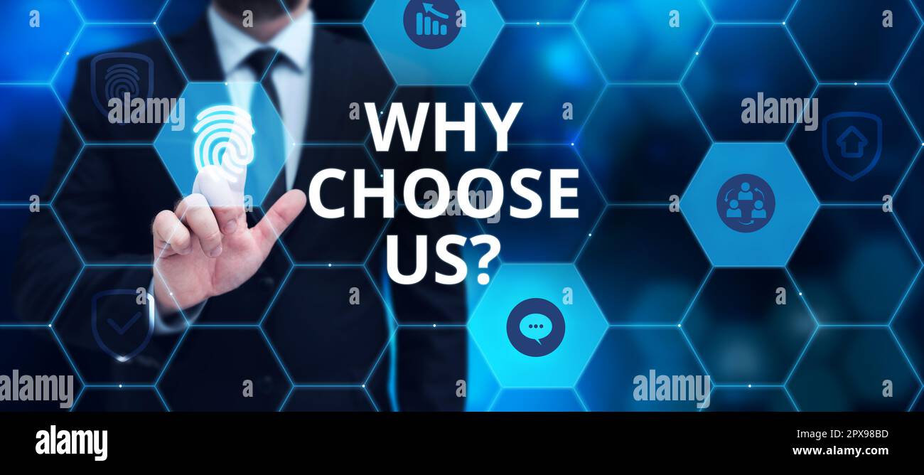 Text sign showing Why Choose Us, Word for Reasons for choosing our ...