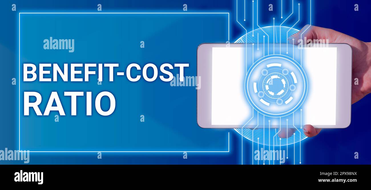 Sign displaying Benefit Cost Ratio, Business approach Relationship ...