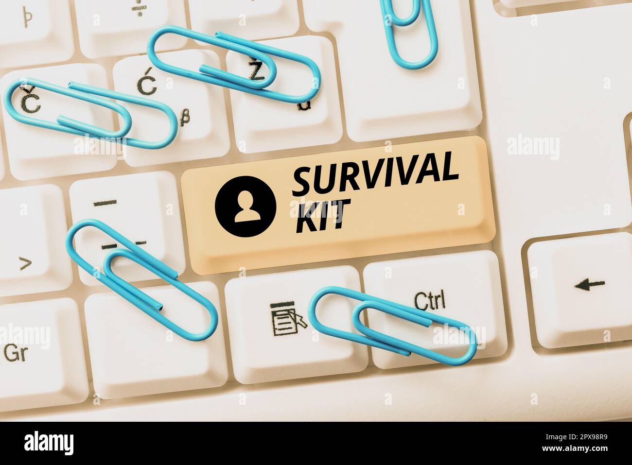 Hand writing sign Survival Kit, Business overview Emergency Equipment ...