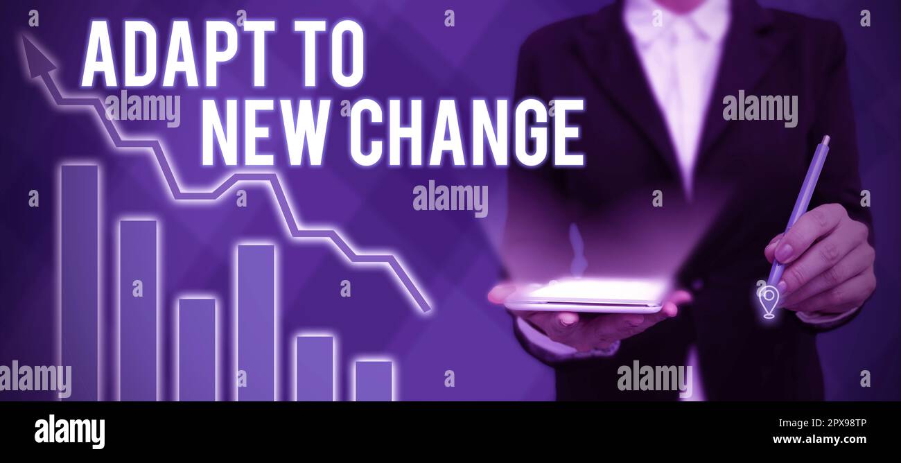 Text caption presenting Adapt to New Change, Conceptual photo Get Used ...