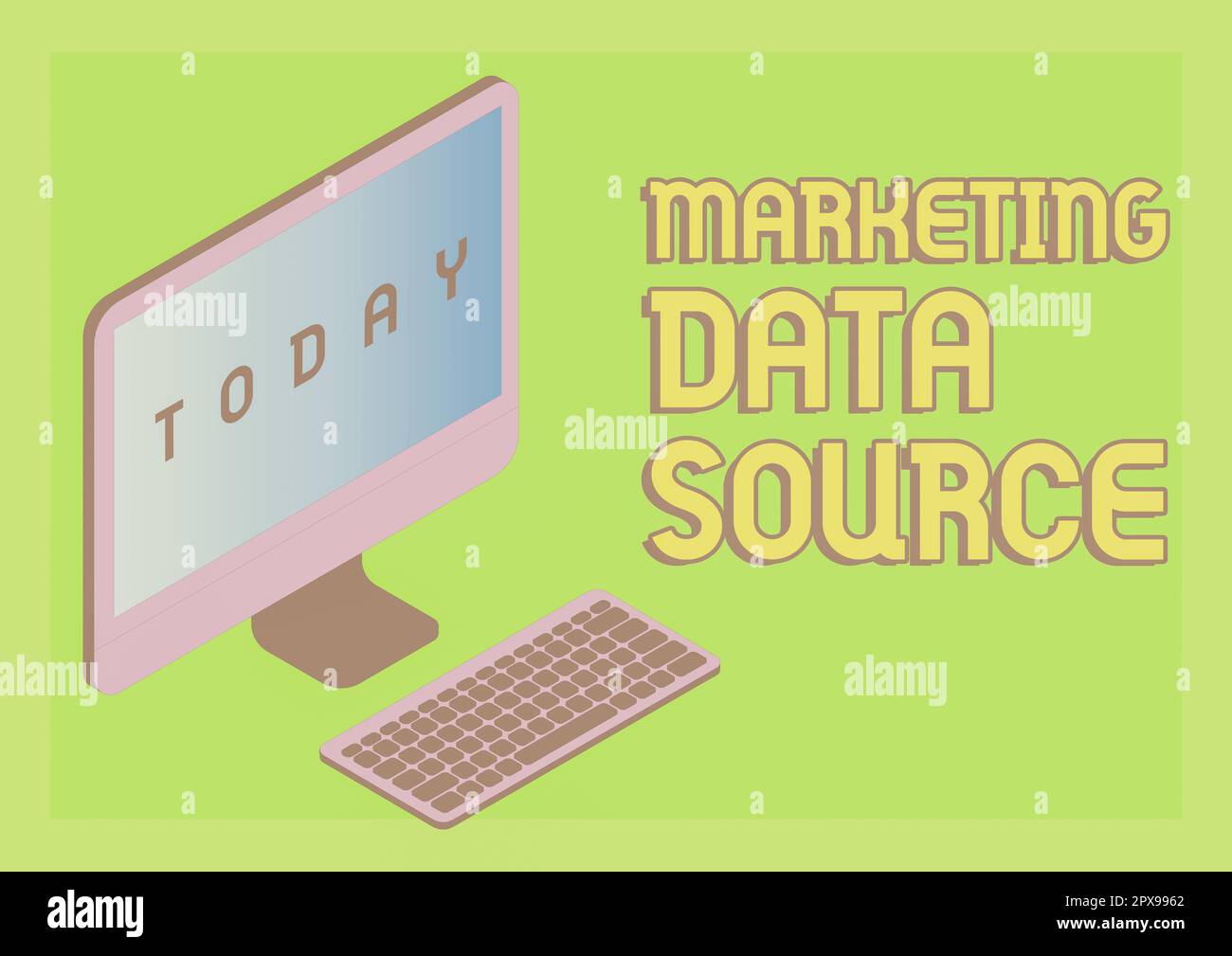 Text caption presenting Marketing Data Source, Word Written on connection set up to a database ...