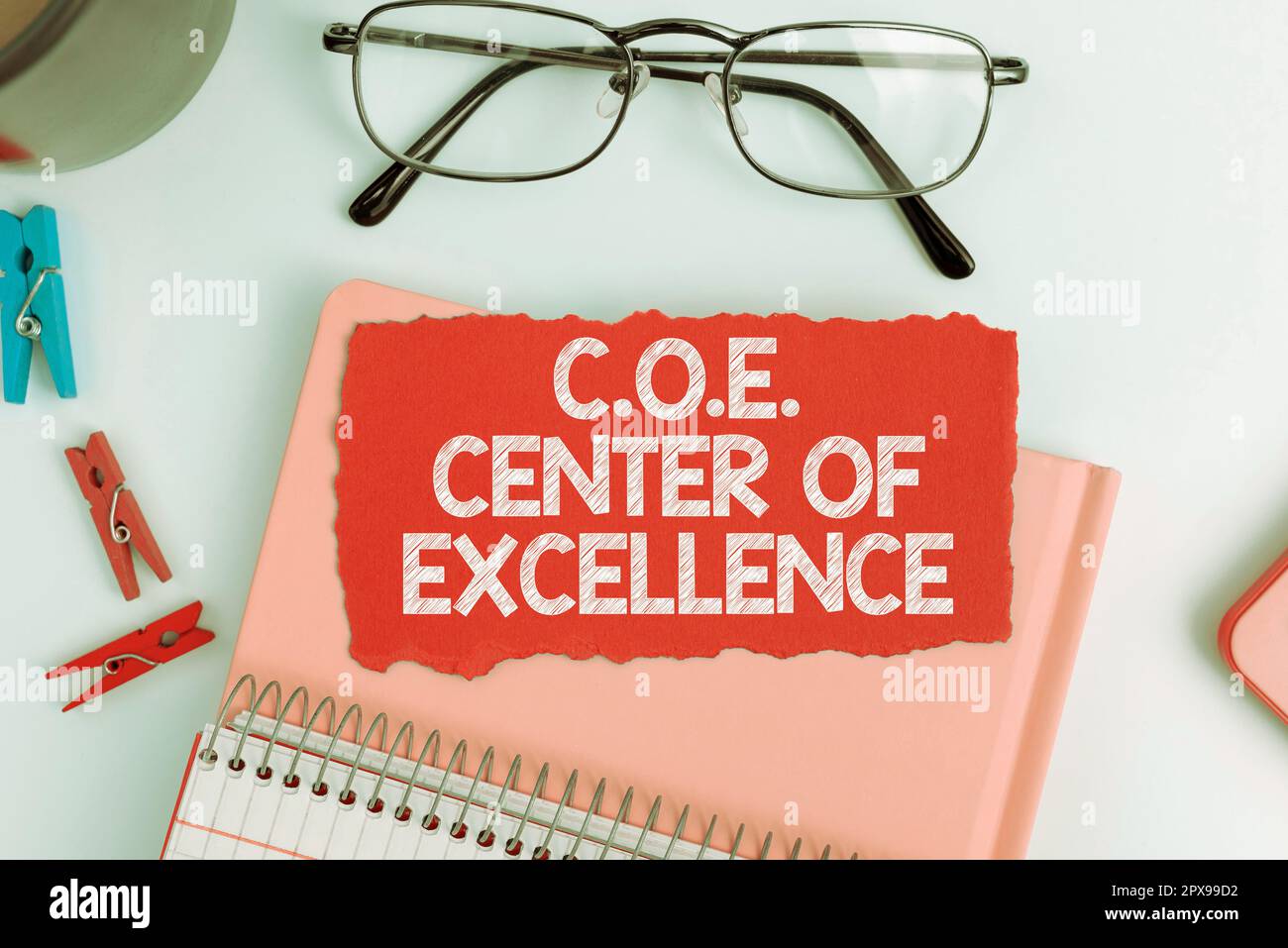 Hand writing sign C.O.E. Center Of Excellence, Concept meaning being ...