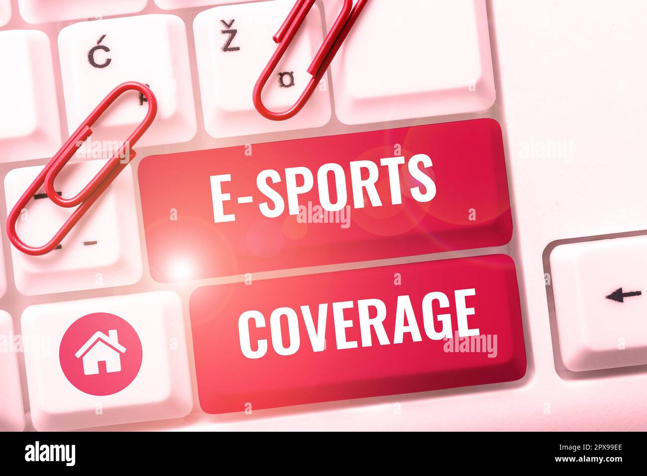 Sign displaying E Sports Coverage, Word Written on Reporting live on ...