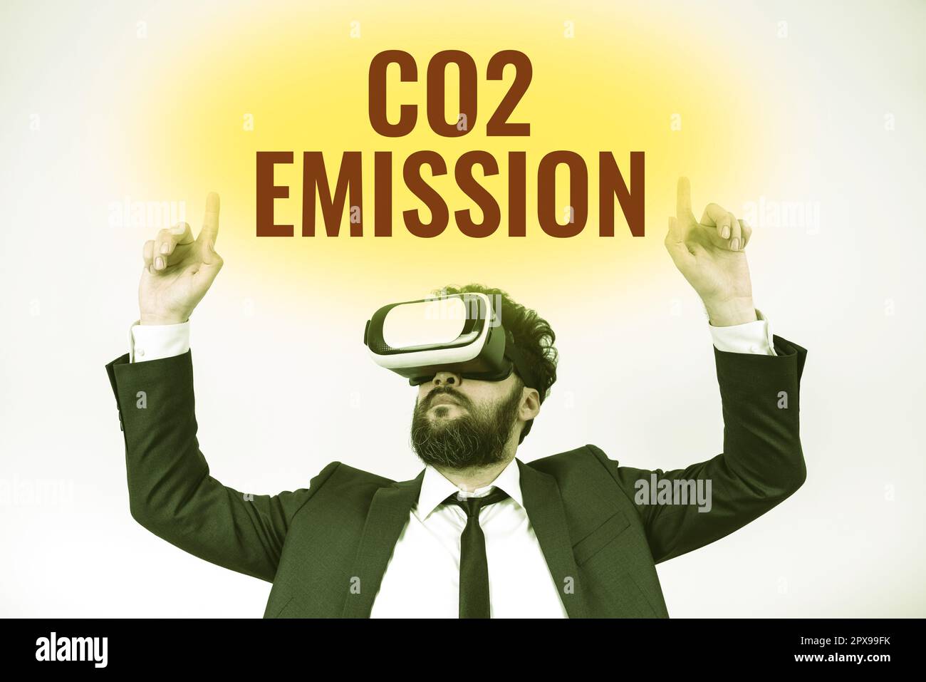 Hand writing sign Co2 Emission, Business overview Releasing of ...