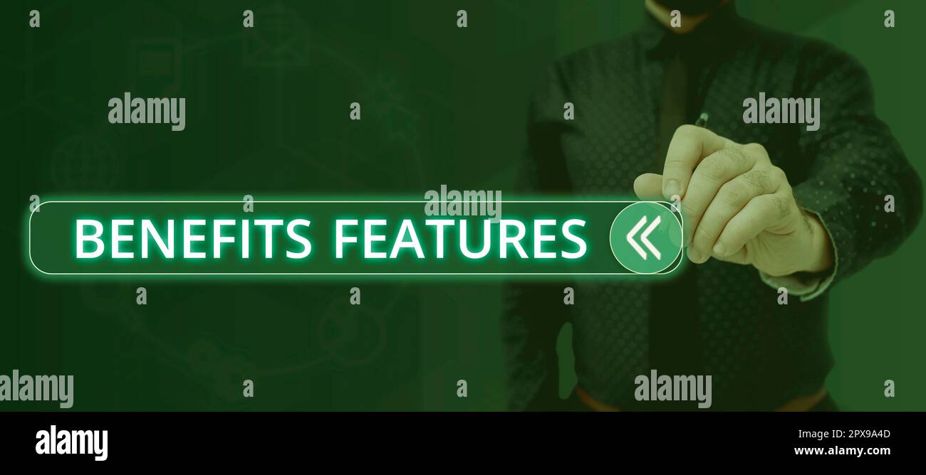 Conceptual caption Benefits Features, Concept meaning Making a product ...