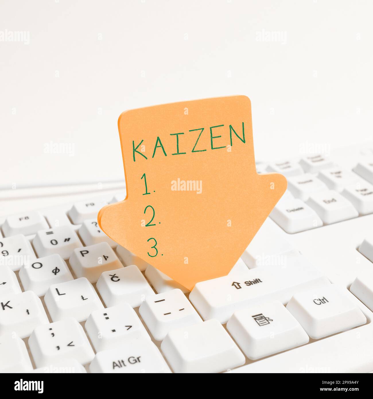 Hand writing sign Kaizen, Business showcase a Japanese business ...