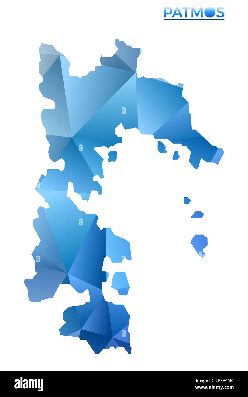 Vector polygonal Patmos map. Vibrant geometric island in low poly style ...