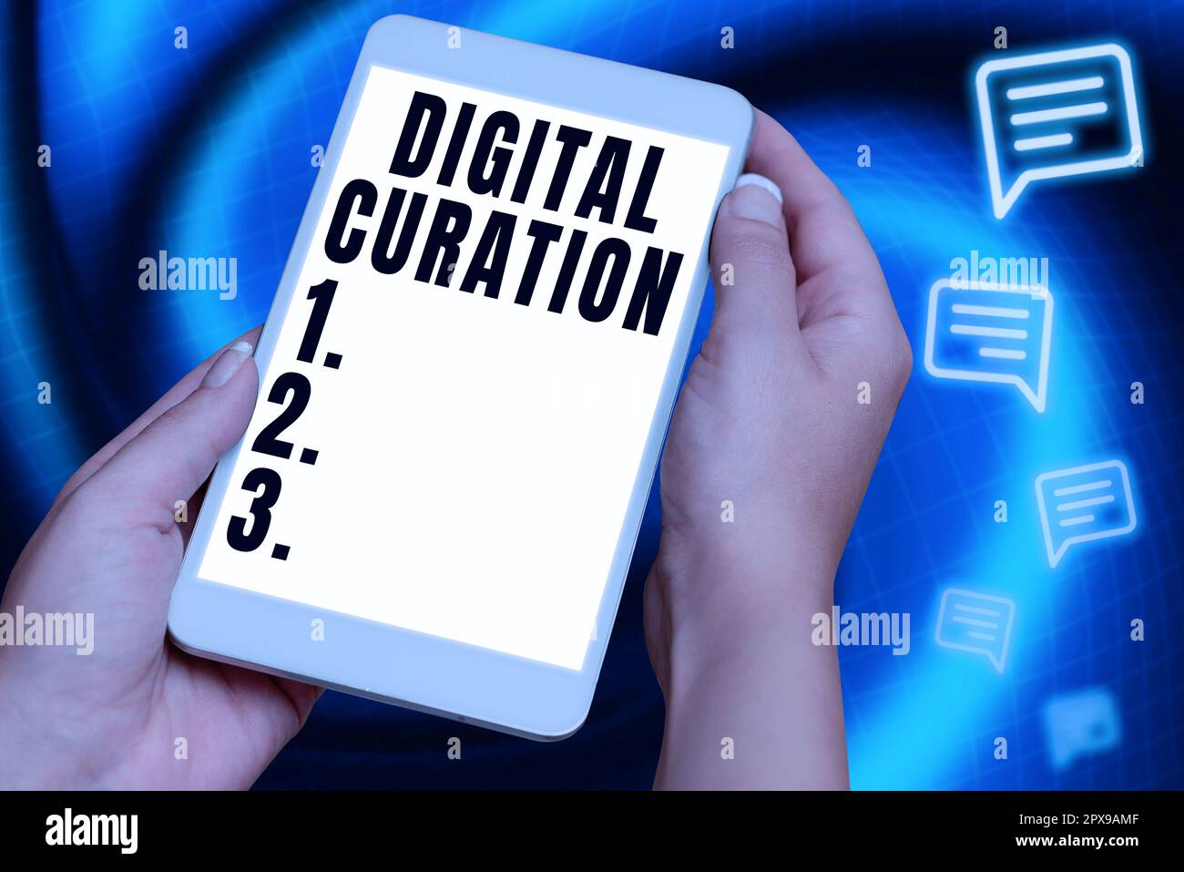 Text sign showing Digital Curation, Business showcase maintenance ...