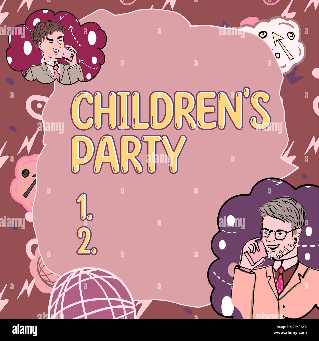 Sign displaying Children's Party, Word for social gathering or the ...