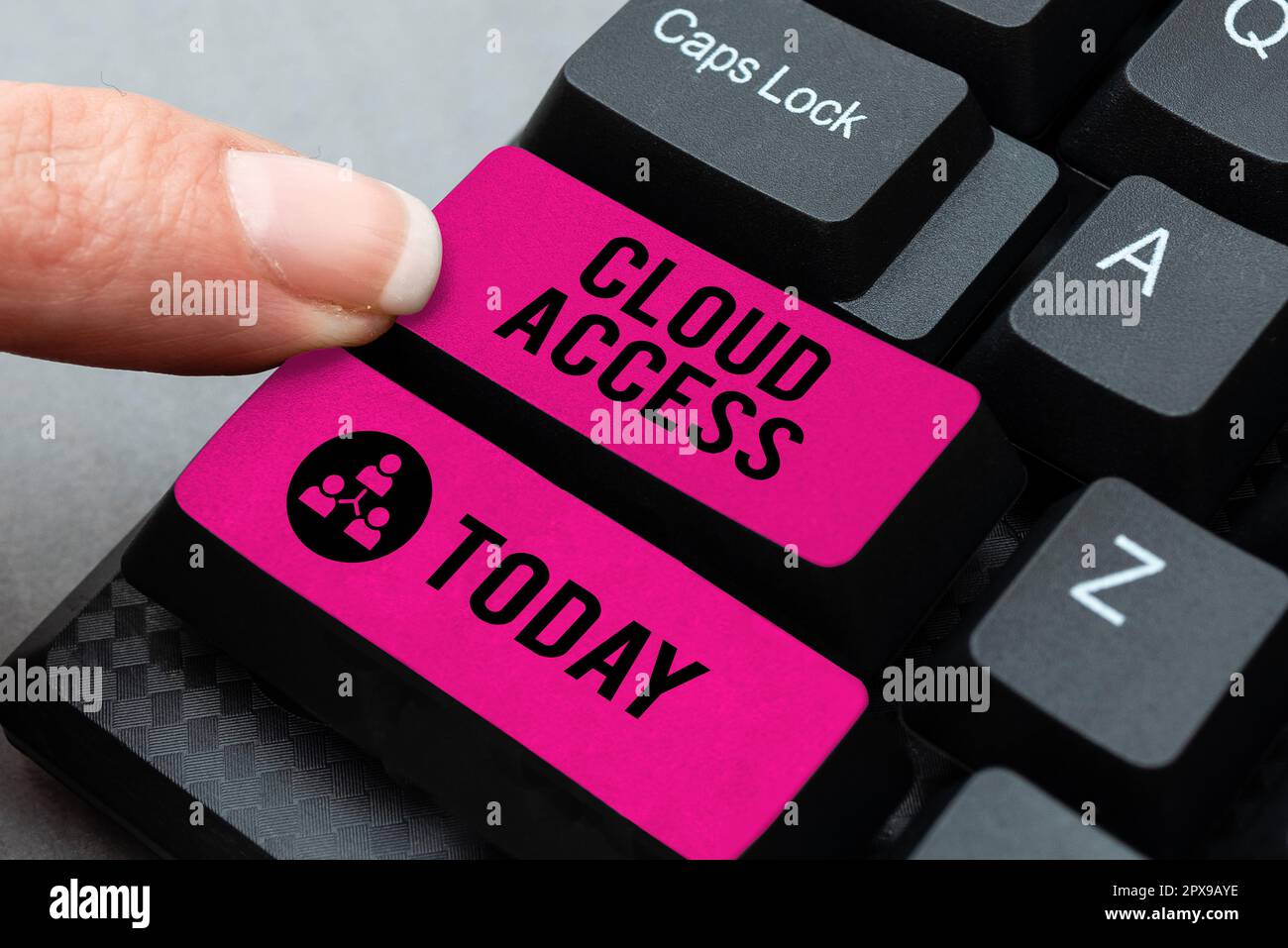 Sign displaying Cloud Access, Business overview Software tool between ...