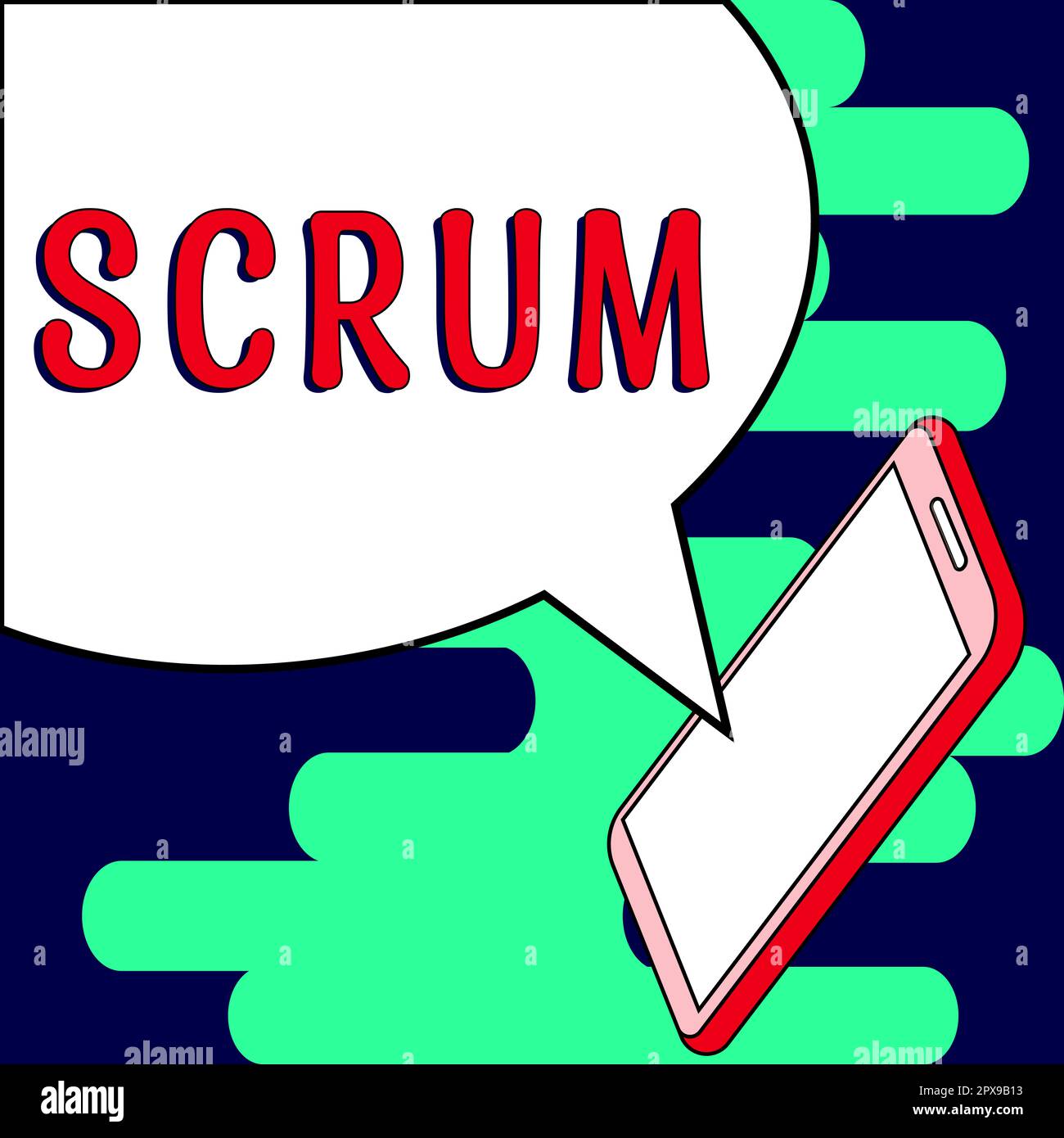 Text showing inspiration Scrum, Business idea handwriting as distinct from print written ...