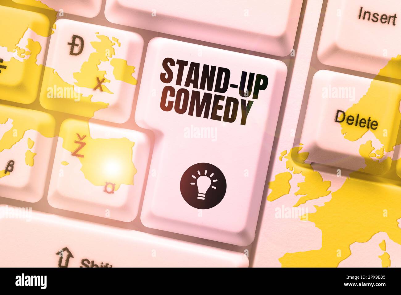 Hand writing sign Stand Up Comedy, Business idea Comedian performing ...