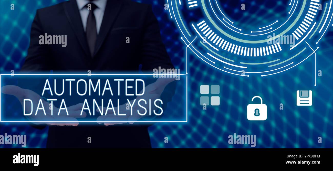 Conceptual display Automated Data Analysis, Business showcase Artificial intelligence and deep ...