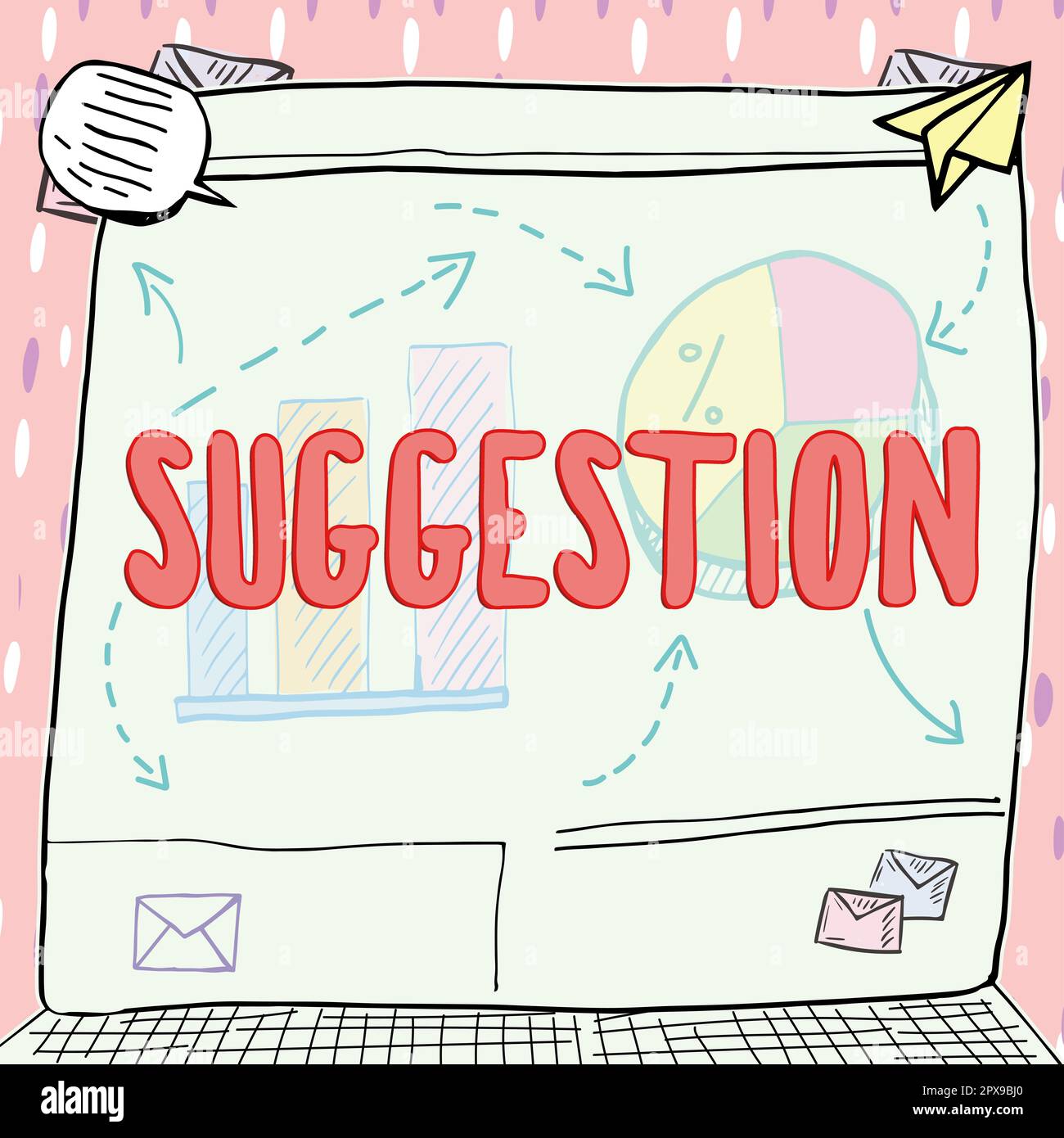 Writing displaying text Suggestion, Word for the process of one thought ...