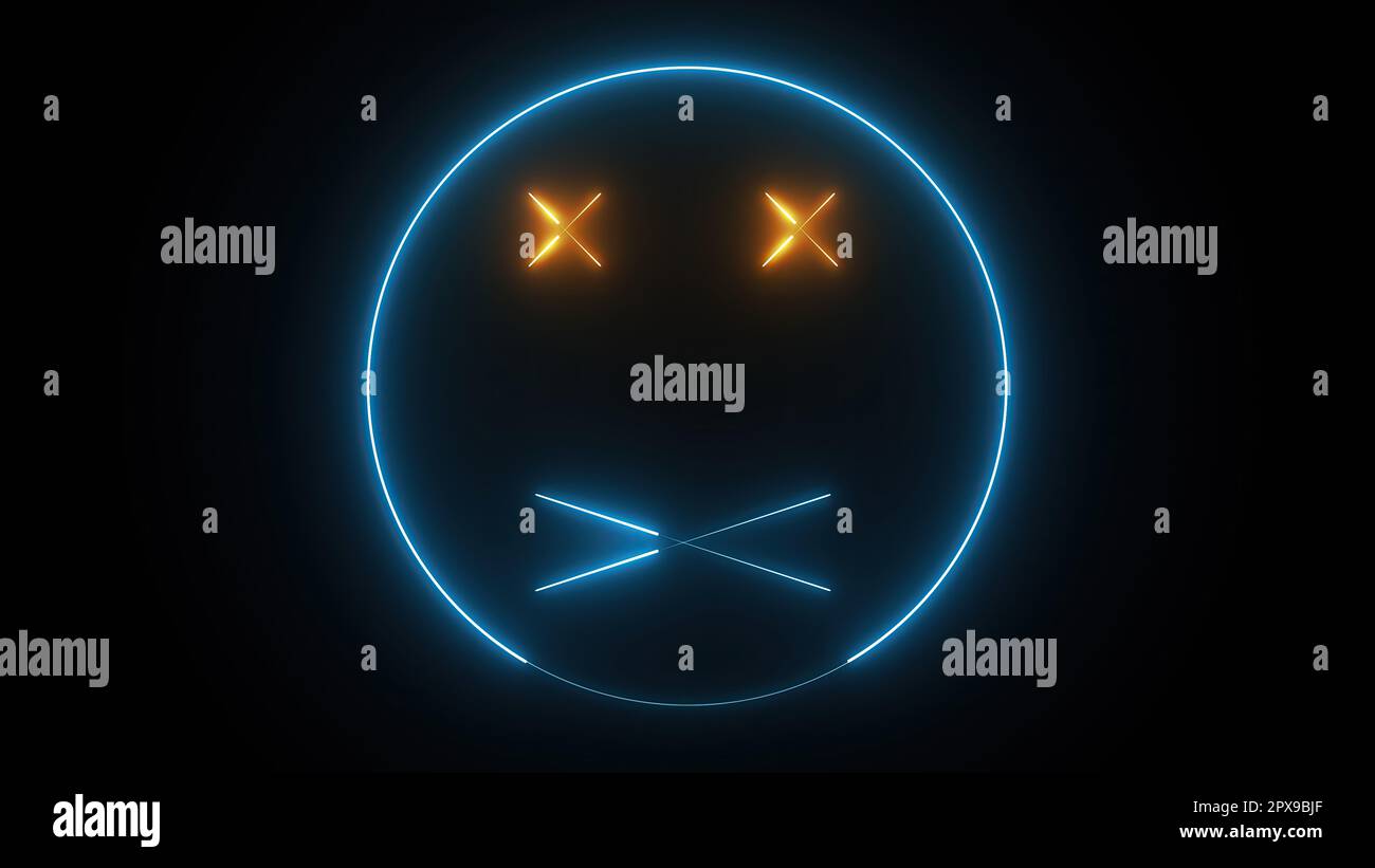 Neon emoji face. Computer generated 3d render Stock Photo - Alamy