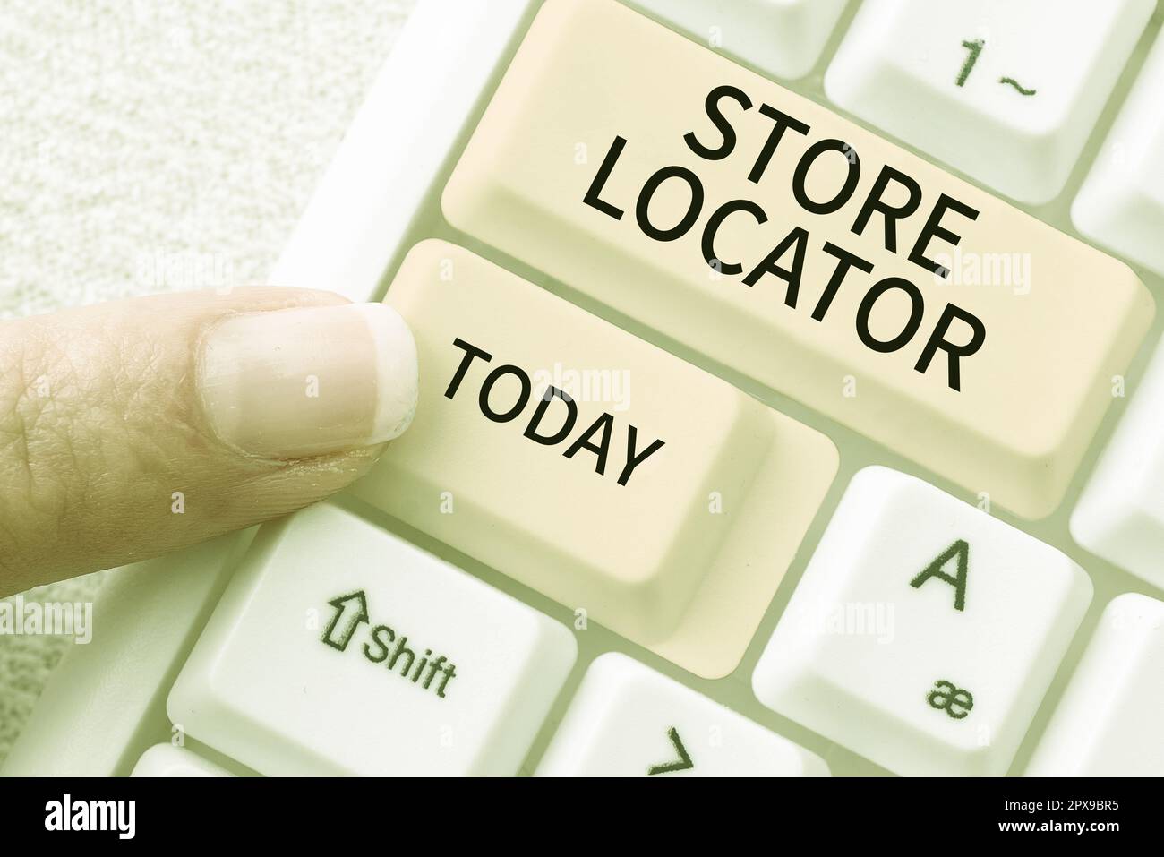 Text caption presenting Store Locator, Word for to know the address ...
