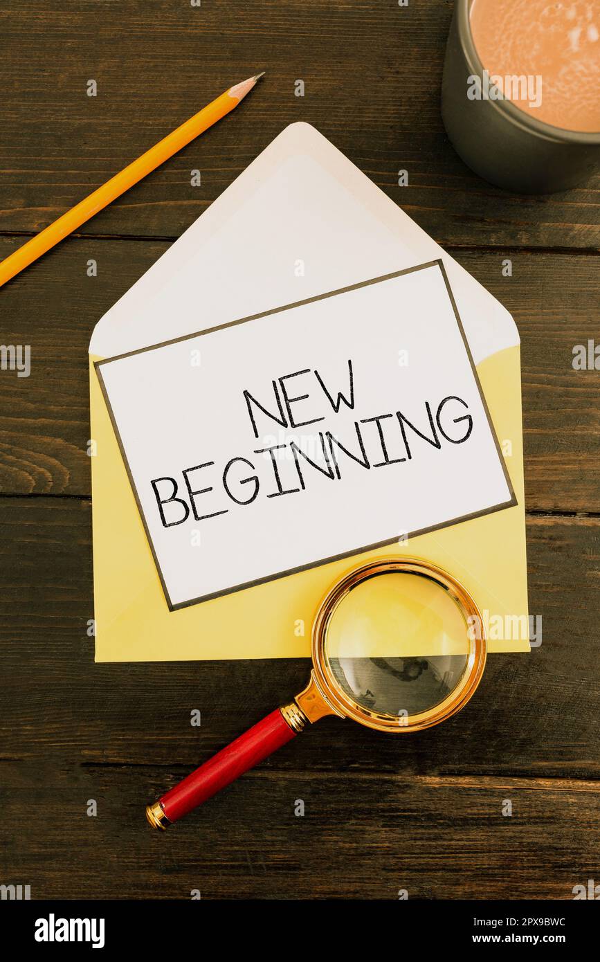 Text caption presenting New Beginning, Business approach Different ...