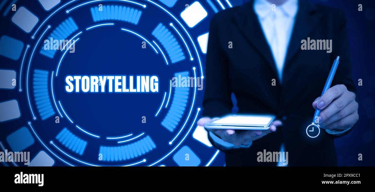 Text caption presenting Storytelling, Business approach social and ...