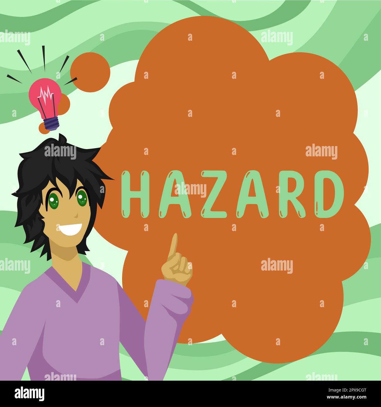 Text caption presenting Hazard, Conceptual photo account or statement ...