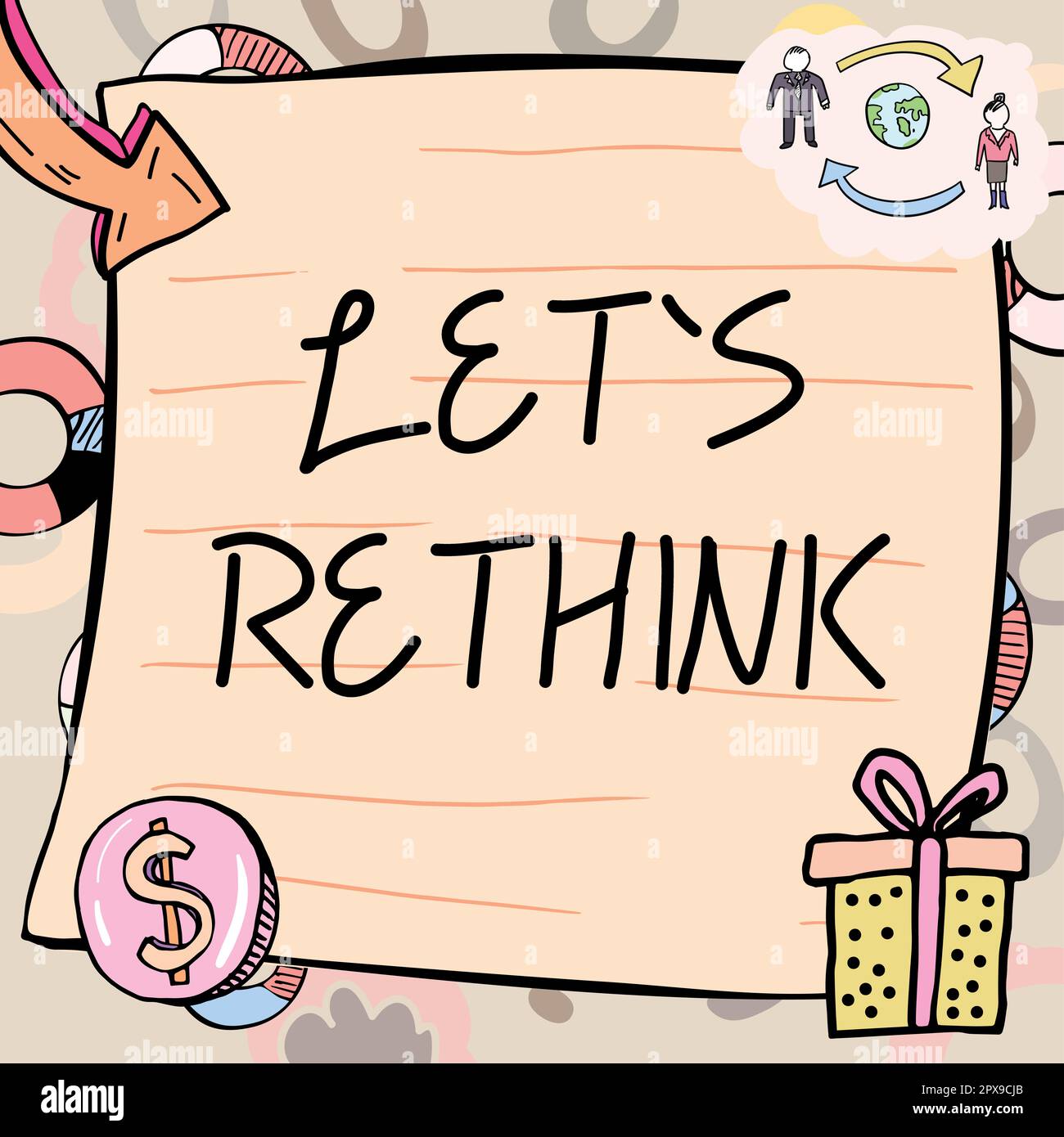 Handwriting text Let's Rethink, Concept meaning an Afterthought To ...