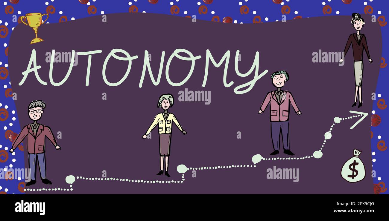 Sign displaying Autonomy, Business approach vehicle that can guide ...