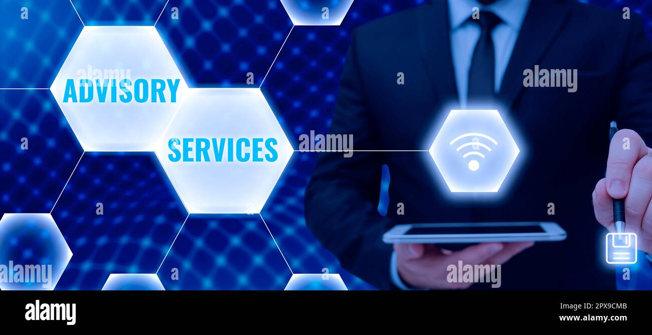 Hand writing sign Advisory Services, Business idea Support actions and ...